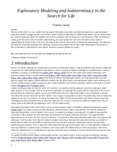 Exploratory Modeling and Indeterminacy in the Search for Life - PhilSci-Archive